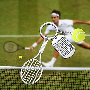 UJIMS Tennis Ball Keychain with Tennis Racket Tennis Players Gift Tennis Gift for Tennis Lovers Coach Tennis Teams Gifts (Tennis Racket Keychain)