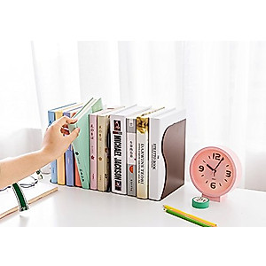 JIARI Simple Nature Style Brown Decorative Metal Iron Bookends Holder Stand Desk Nonskid Adjustable Bookend (Brown)