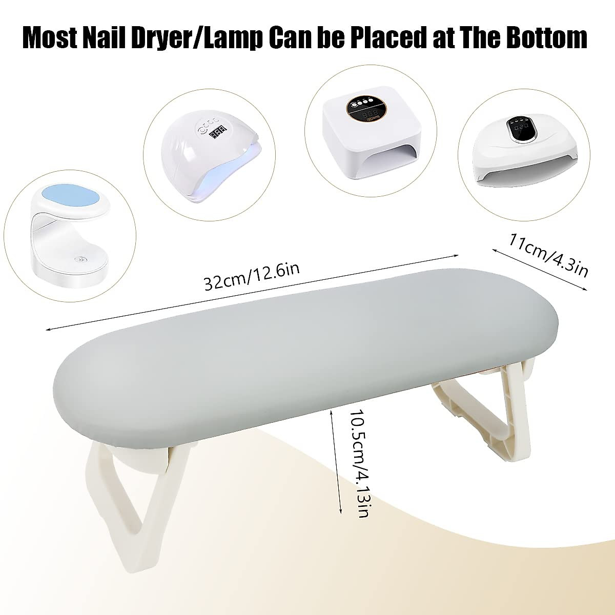 KKUYT Nail Arm Rest, Bigger Arm Rest for Nails, Microfiber Leather Nail Hand Rest Stand with Mat, Foldable Professional Manicure Nail Hand Pillow Cushion for Salon and Home Nail Art Use