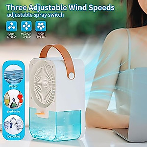 Evaporative Portable Air Conditioner with Touch Screen Remote Control, 650ML Water Tank, Display Prower Air Cooler Conditioner, 4 Speeds Quiet Portable Air Conditioners for Car, Bedroom, Living Room