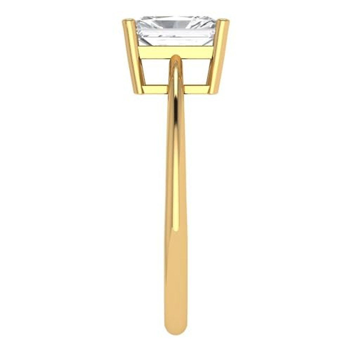 Clara Pucci 1.0 ct Radiant Cut Solitaire Moissanite Engagement Wedding Bridal Promise Anniversary Ring 18K Yellow Gold Size 3.5