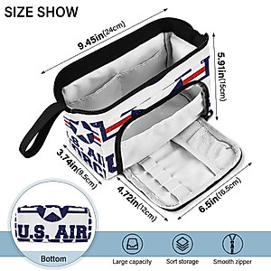 Yasala 4th of July Pencil Case Us Air Force Star Pen Pouch Holder Art Kits Storage Bag Cosmetic Organizer Carrying Case for Office Supplies Large Stationary Bag with Handle