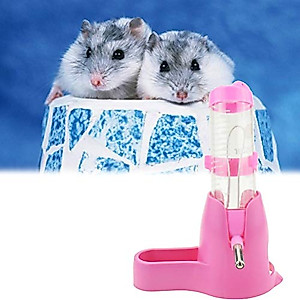 Hemobllo Pet Feeder Hamster Hanging Water Bottle Pet Dispenser with Base Hut Pet Auto Dispenser for Dwarf Ferrets Rabbits Hamster Mouse Rat Hedgehog and Other Small Animals (125ML, Pink)
