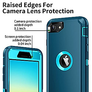 Mieziba for iPhone SE 2020 Case, [Built in Screen Protector] Heavy Duty Shockproof Dust [3 Layers] Full Body Protection Rugged Durable Cover Case for iPhone SE(2nd Gen 2020) 4.7",Turquoise