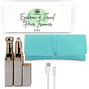 Eyebrow and Facial Hair Trimmer 2 in 1 Rechargeable Painless Epilator Easy to Use Eye Brows Razor Perfect Eyebrow Face Upper Lips Underarm Leg Bikini Hair Remover Brow Shaver with LED Light