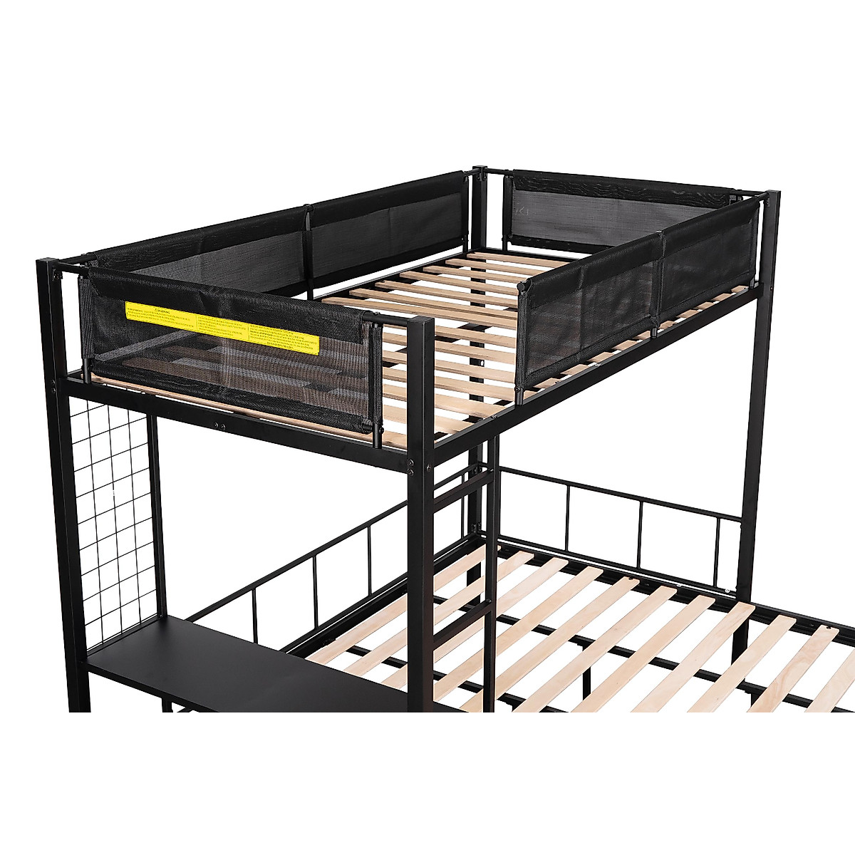 ZVAIGE Metal Double Full Bunk Bed with Shelves and Mesh Panels - Space Saving Loft Bed, Desk Sofa Bed - Ideal for Bedrooms and Dorms - Sturdy and Versatile Single Bunk Bed
