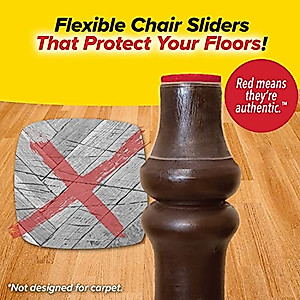 Ruby Sliders As Seen On TV by BulbHead - Red Means They’re Authentic - Premium Chair Covers Protect Hardwood & Tile Floors - Fits Most Furniture Leg Sizes & Shapes - 48-Pc Super-Value Pack, 48 Pack