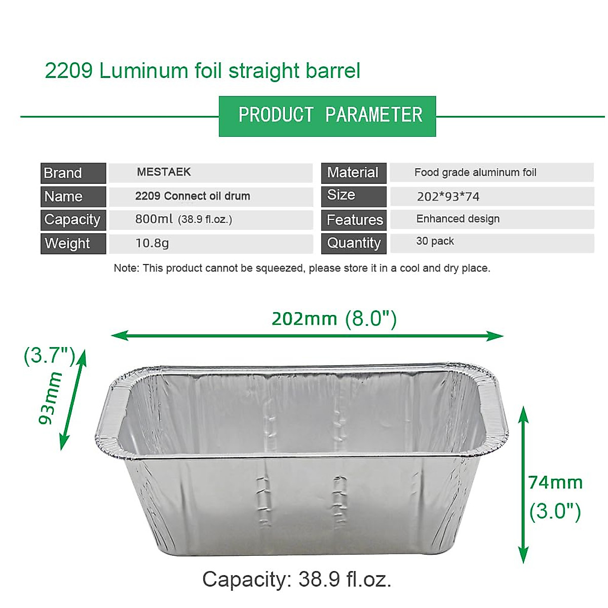 MESTAEK 30 Pack Drip Pans Compatible, 8" x 3.7" x 3" Griddle, Rear Grease Cup, Disposable Aluminum Foil for Baking, Cooking, Heating, Storing, Prepping Food