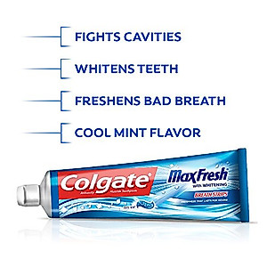 Colgate Max Fresh Toothpaste With Mini Breath Strips, Cool Mint, 7.6 Ounce