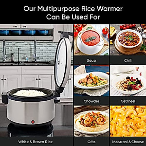 Commercial Electric Rice Warmer - Large Capacity Stainless Steel 60 Cup Rice & Soup Warmer Pot (Not a Rice Cooker) - Non Stick & Forms a Tight Seal to Keep Rice Fluffy for 12 Hours