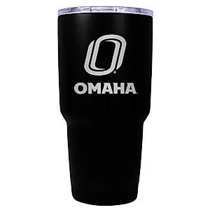 R and R Imports Nebraska at Omaha 24 oz Engraved Insulated Stainless Steel Tumbler Black Officially Licensed Single