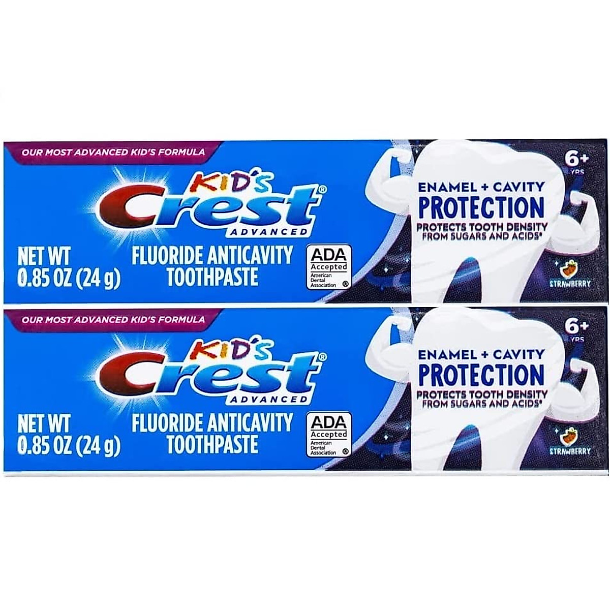 Crest Kids Advanced Toothpaste Enamel + Cavity Protection with Fluoride for Anticavity, Travel Size 0.85oz (24g) - Pack of 2