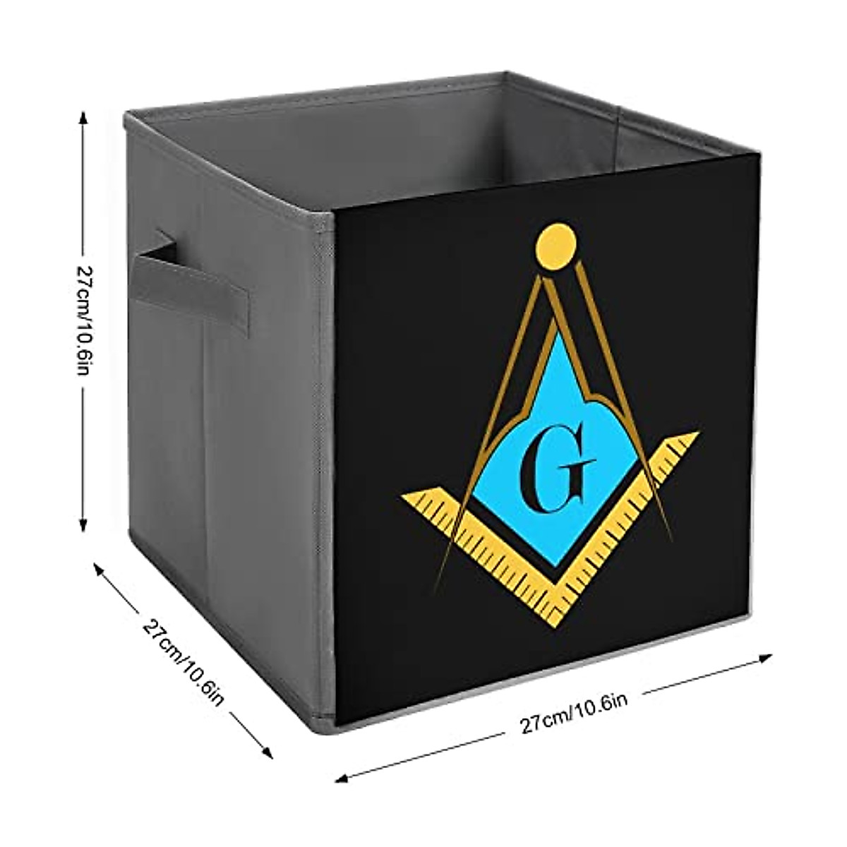 Color Freemason Symbol Foldable Storage Bins Printd Fabric Cube Baskets Boxes with Handles for Clothes Toys, 11x11x11