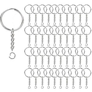 100 Sets Key Ring with Chain and Open Jump,1 inch Split Round Keychain Rings Bulk for Craft Making Jewelry