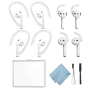 Ear Hooks Ear Cover Designed for Apple AirPods 1 and 2,Accessories for Running, Jogging, Cycling, Gym (White)