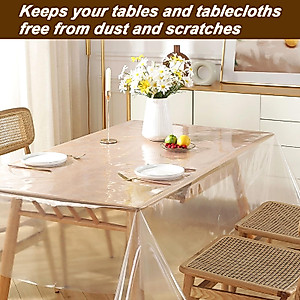 Fixwal Clear Plastic Table Cover Protector 54 x 78 Inch 100% Waterproof Vinyl PVC Table Cloth, Oil Spill Proof, Wipe Clean Rectangle Table Cover for Dining Table, Parties & Camping