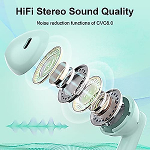 Blackview Bluetooth Headphones, BT5.3 Wireless Earbuds with IPX7 Waterproof Stereo Headphones in Ear Built in Mic Headset Premium Sound, AirBuds 6 with CVC 8.0 Noise Reduction, Touch Control - Green