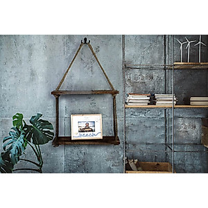 Doledecor Rope Floating Shelves，Hanging Wall Shelves, Woven Hanger, 2 Tier Rope Floating Shelf ,Rustic Wood Finish . for Living 2tiers