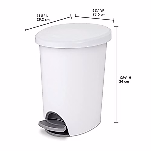 Sterilite 2.6 Gal Ultra StepOn Wastebasket with Lid, Ideal for The Bathroom, Bedroom or Home Office, White Lid & Base with Pedal & Liner, 4-Pack