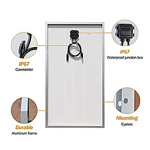 XINPUGUANG Solar Panel Kit 100 Watt 12 Volt PERC Monocrystalline 10A 12V/24V Charge Controller + Solar Extension Cables + Mounting Brackets Off Grid System for Homes RV Boat Cabin (100W Solar Kit)