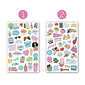 bloom daily planners Female Empowerment Planner Stickers - Variety Pack - 6 Sheets / 205 Girl Power Themed Stickers