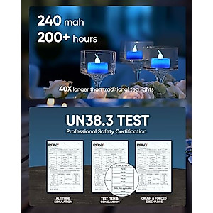 Homemory 24-Pack Flameless Blue LED Tea Lights Candles Bulk, 200+ Hours Long-Lasting Battery Operated Tea Lights, Blue TeaLights for Party, Wedding, Holiday [White Base]