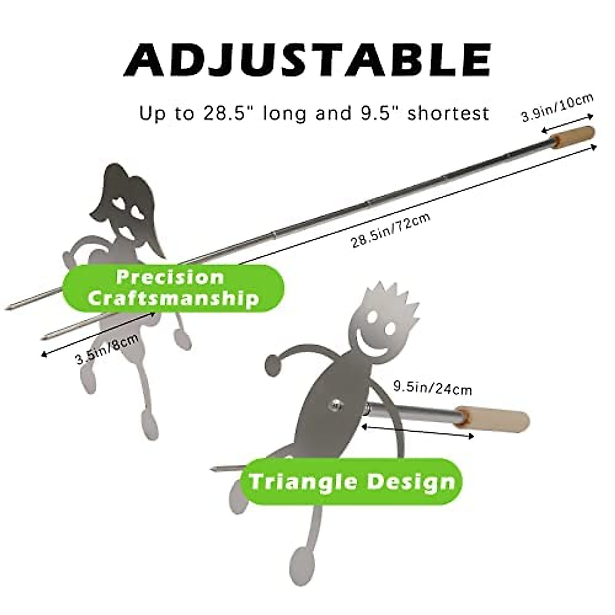 Retractable Funny Marshmallow Roasting Sticks 28.5 inch,Funny Stainless Steel Barbecue Forks，Hot Dog Bbq Sticks…