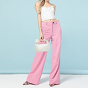 CJSTORE Knoted Women Handbag Leather Woven Purse Tote Boho Bag Fashion Shoulder Bag Handmade Hobo Clutch Bag, White