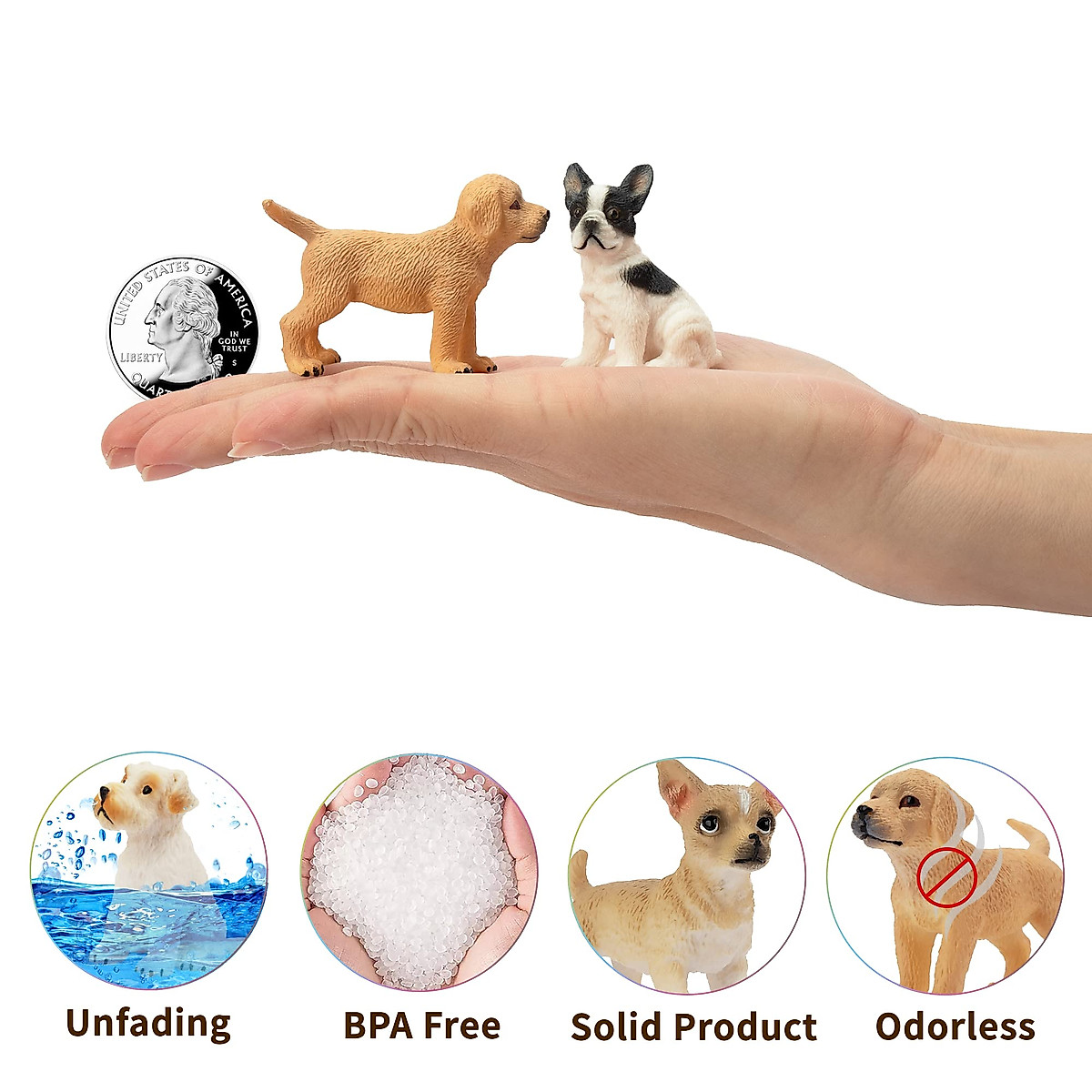 Toymany 12PCS Mini Dog Figurines Toy Set, Realistic Detailed Plastic Puppy Figures Playset, Hand Painted Dogs Animals Toy, Cake Toppers Easter Eggs Christmas Birthday Gift for Kids Toddlers