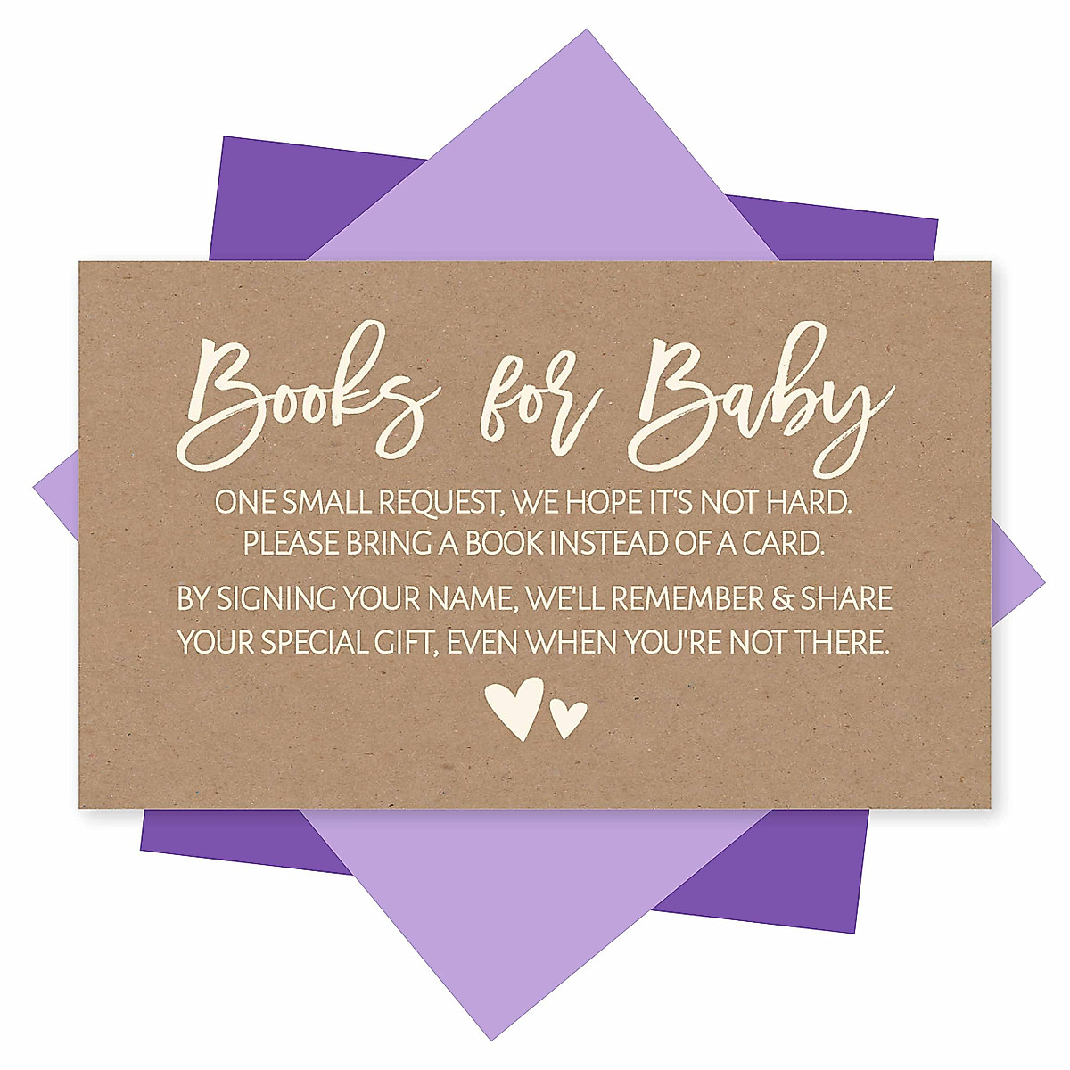 Hadley Designs 25 Book Request Baby Shower Guest Book Alternative - Rustic Baby Shower Invitation Inserts, Books For Baby Shower Request Cards, Bring A Book Instead Of A Card