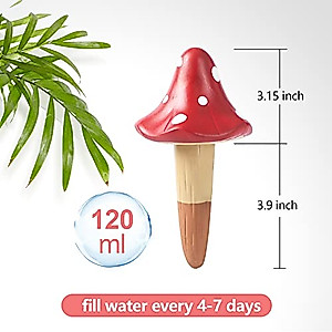 HOMYHEE Self Watering Spikes Mushroom Shaped Plant Watering Globes Irrigation Terracotta Watering Device Garden Waterer for Indoor Outdoor Plant 4 Packs