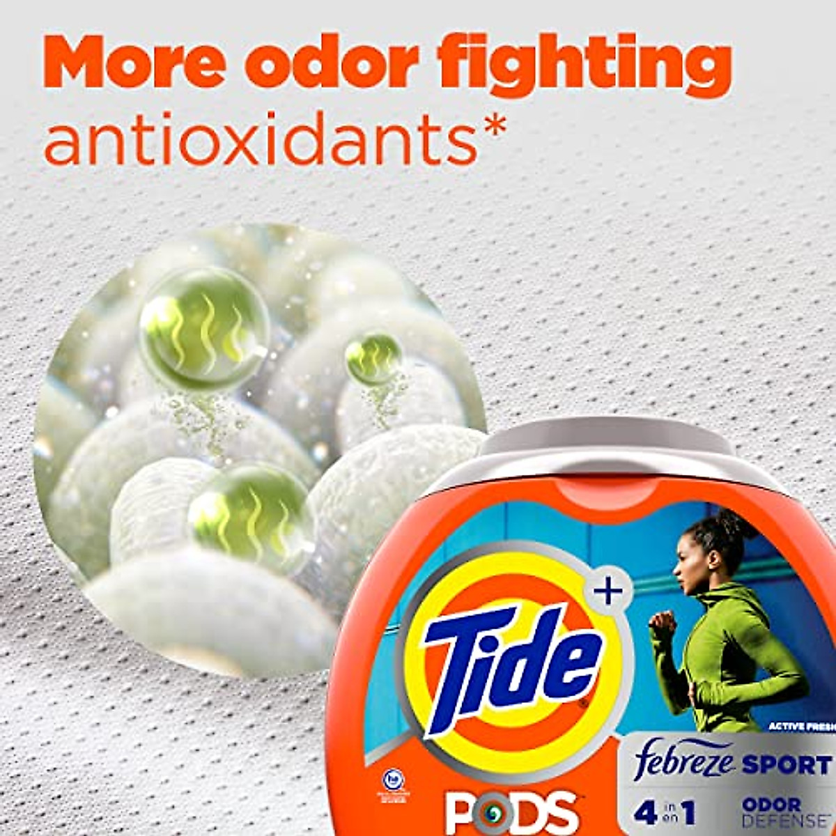Tide PODS Liquid Laundry Detergent Soap Pacs, 4-n-1 with Febreze, HE Compatible, 85 Count, Fights even week old Odors, Sport Odor Defense
