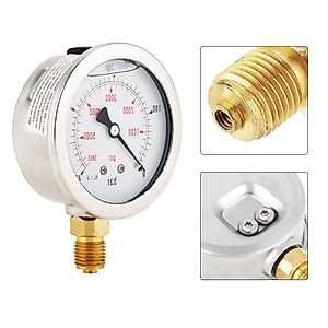 Dial Hydraulic Pressure Gauge Meter Pressure Gauges Vacuum Air Compressor Hydraulic Pressure Gauge 0-400BAR 0-5800 PSI G1/4 63mm