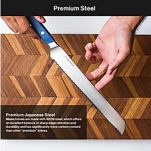 Misen Serrated Bread Knife - 10 Inch, High Carbon Stainless Steel, Japanese AUS10 - Ideal for Sourdough, Challah, Watermelon - Bread Slicer - Gray