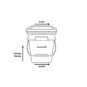 House Naturals 4 Gallon White Square Food Grade Bucket Pail with Lid ( Pack of 3) BPA Free- Made in USA