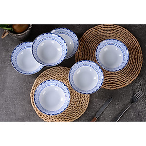 Braque Ceramic Bowls For Kitchen, 13oz- Set of 6 Porcelain Bowl- For Cereal, Salad, Pasta, Soup, Dessert, Serving-Dishwasher, Microwave & Oven Safe, Chip Resistant-For Breakfast, Lunch & Dinner-Orchid