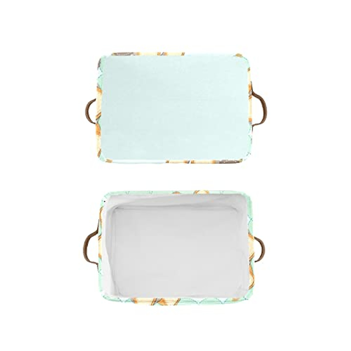 Woodland Owl Green Foldable Custom Personalized Name Storage Bins Basket Cubic Clothes Supplies Organizer,Durable Handle