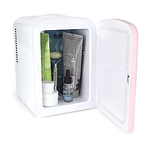 PERSONAL CHILLER Portable Mini Fridge Cooler and Warmer, 4 Liter Capacity Chills Six 12 oz Cans, Snacks, and Skincare Products, A/C Operation, 100% Freon-Free