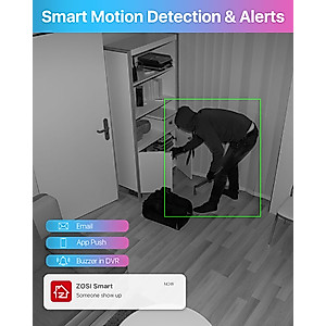 ZOSI 3K Lite Security Camera System with 1TB Hard Drive,AI Human/Vehicle Detection,Night Vision,H.265+ 8Channel HD TVI DVR Recorder,4pcs 1080P HD 1920TVL Indoor Outdoor Surveillance CCTV Dome Cameras