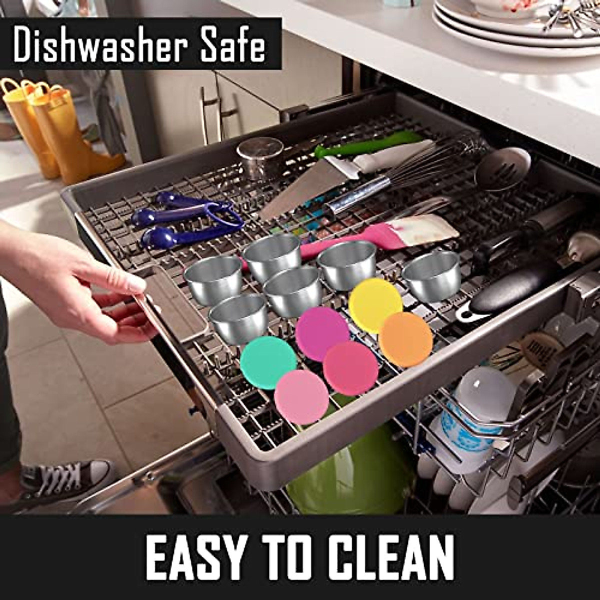 GDDGCUO Salad Dressing Container To Go, 1.7 oz Condiment Container with Lids, Sauce Containers for Lunch Box, Leakproof Silicone Lid, Easy Open, 304 Stainless Steel Small Dipping Sauce Cups (6 pk)