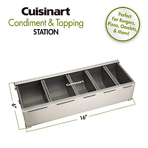 Cuisinart CPS-617A CPS-617 Condiment & Topping Station, Food Containers with Translucent Lid, 18-Piece