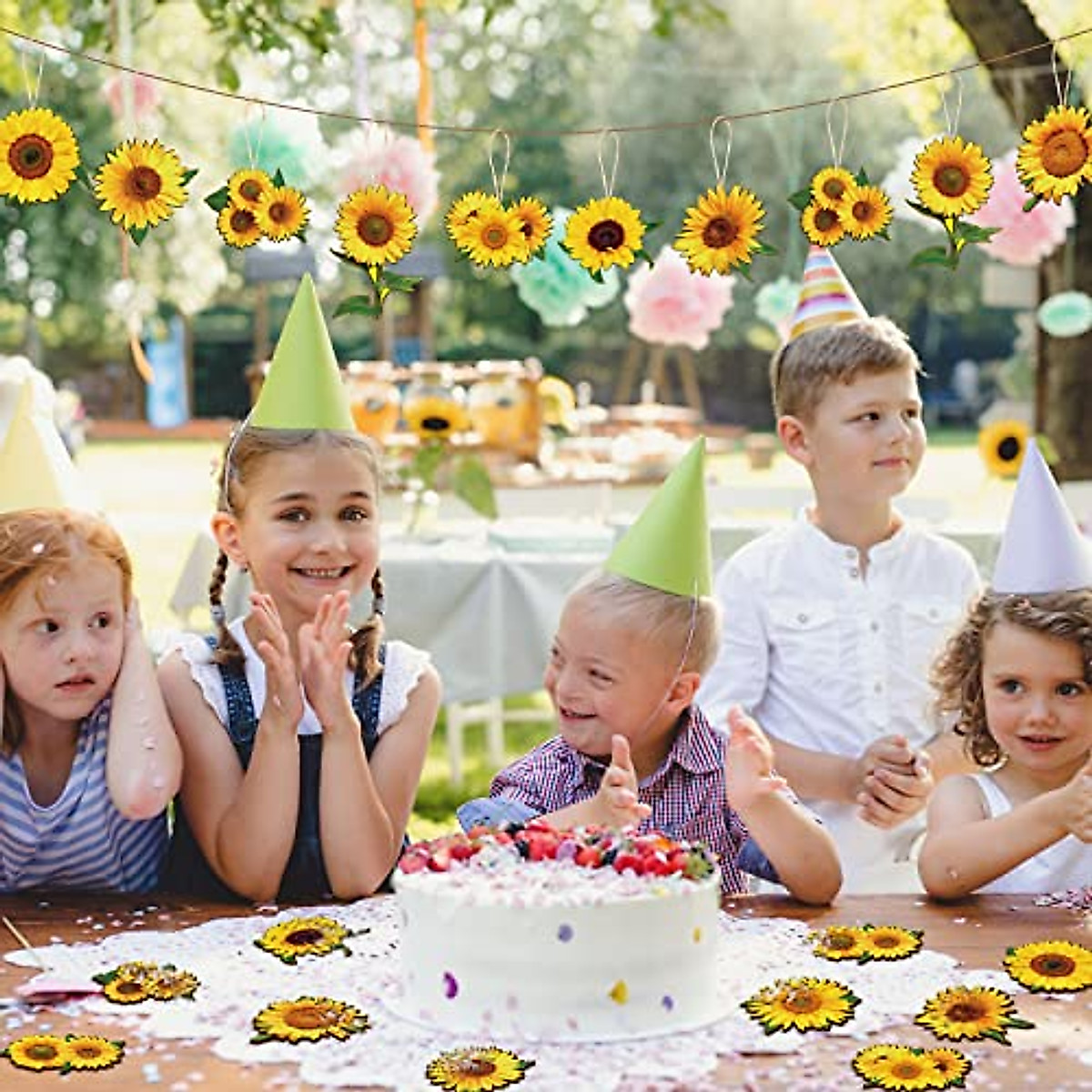 40 Pieces Spring Summer Ornaments Butterfly Sunflower Wood Ornaments Sunflower Butterfly Wooden Hanging Tree Ornaments for Spring Summer Decoration DIY Craft Christmas Party Home (Sunflower)