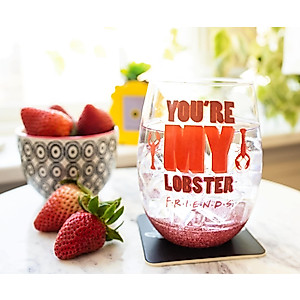Silver Buffalo Friends You're My Lobster Teardrop Stemless Wine Glass | Holds 20 Ounces