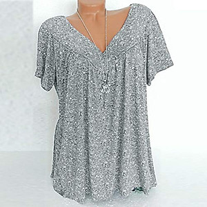 DASAYO Women 2023 Summer Dressy Casual Tops Blouses V-Neck Loose Fit Fashion Going Out Shirt Tunic Flowy Trendy Clothes