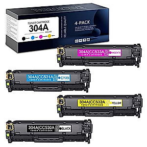 Compatible 304A CC530A/CC531A/CC533A/CC532A Remanufactured Toner Cartridge Replacement for HP Color CP2025 CP2025n CP2025dn CP2025x CM2320n MFP Printer (1Black+1Cyan+1Magenta+1Yellow)