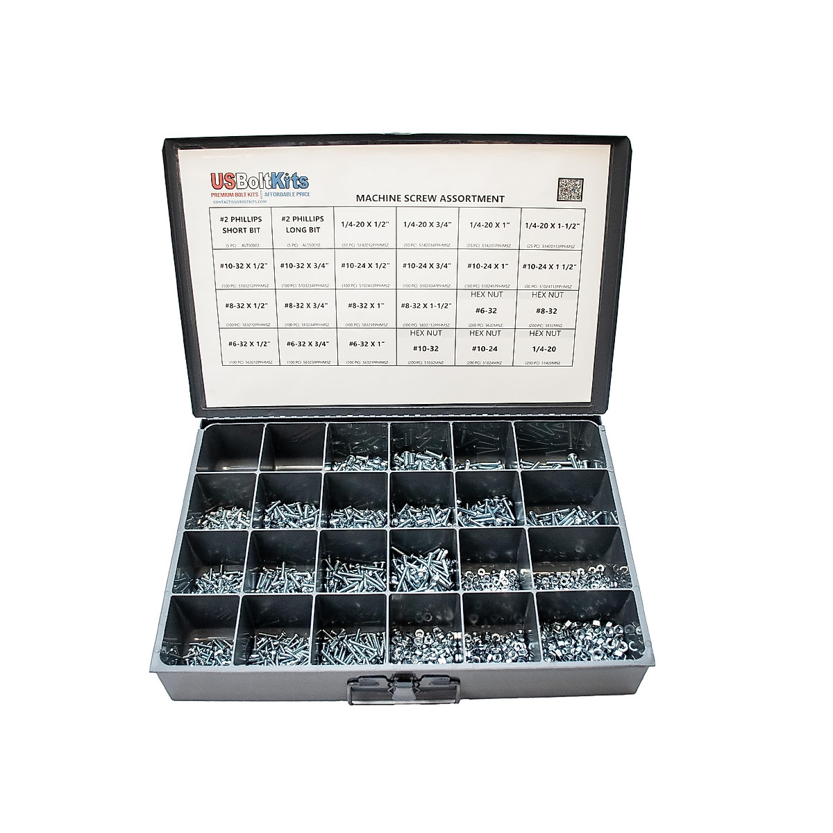 Machine Screw Assortment Kit Includes Phillips Bits-2,410 Piece Phillips Pan Head