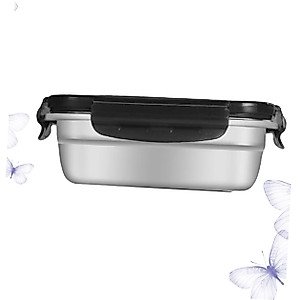 Mikinona Stainless Steel Food Storage Container with Lid Black for Fruits and Vegetables Refrigerator Storage Box and Stylish Design