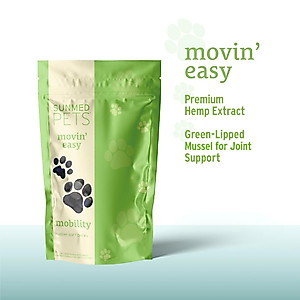 Sunmed Movin' Easy Relief Hemp Pet Chews with Omega 3 Supplement & Green Lipped Mussels for Dogs - for Joint Health & Mobility, 40 Count
