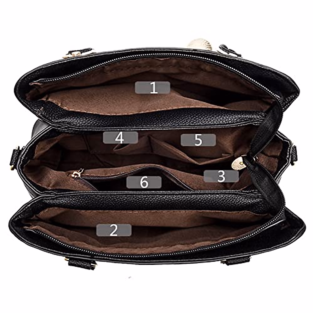 SMALLBLUER Top-Handle Handbags Purse Tote for Women Soft PU Leather Crossbody Shoulder Bag with Tassel Pendant-Black