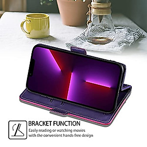 Fansipro Wallet Folio Case for Samsung Galaxy S9 Plus, Premium PU Leather Slim Fit Cover for Galaxy S9 Plus, 2 Card Slots, Friendly Fit, Rose Red & Purple